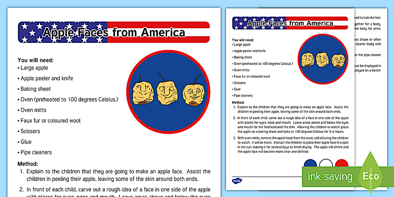 Apple Faces from America Activity (Hecho por educadores)