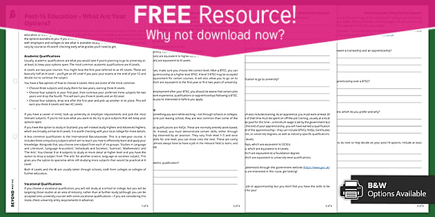 Post-16 Education - What are your options? | Careers