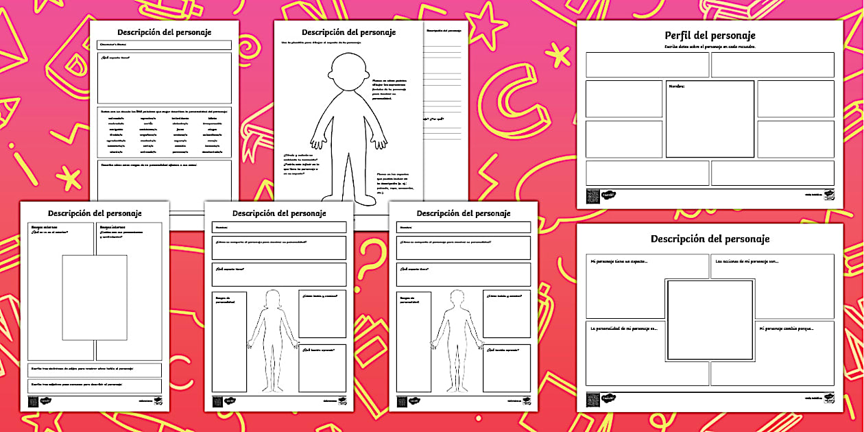 Fichas de actividad: Descripción de personajes - Twinkl