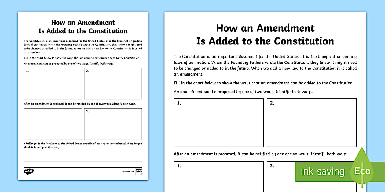 Bill of Rights | Amendments Worksheet with Answers | USA