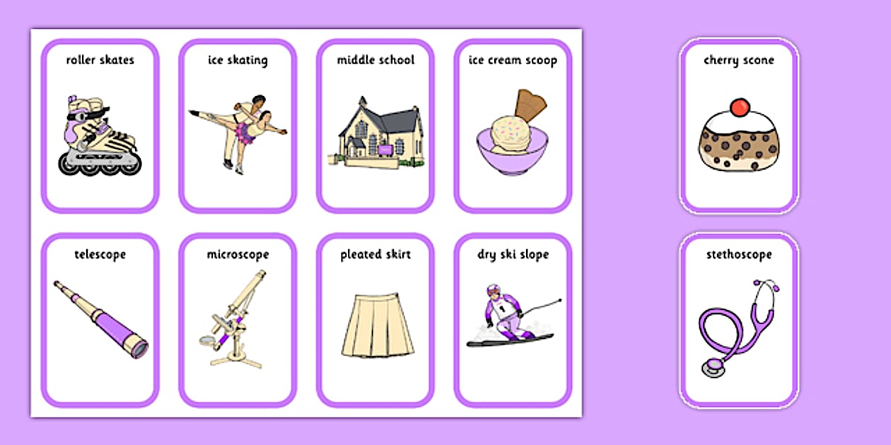 Editable Word Medial SC SK Playing Cards 3 Syllable Words