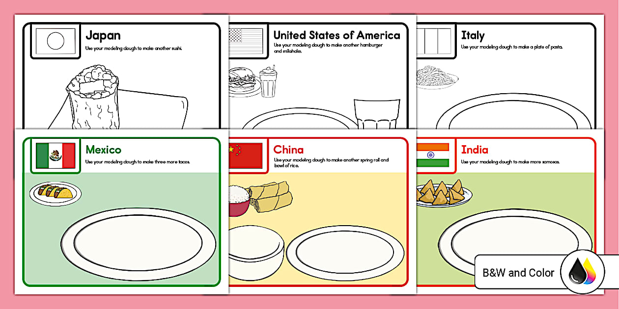 Editable Food Around the World Modeling Dough Mats - Twinkl
