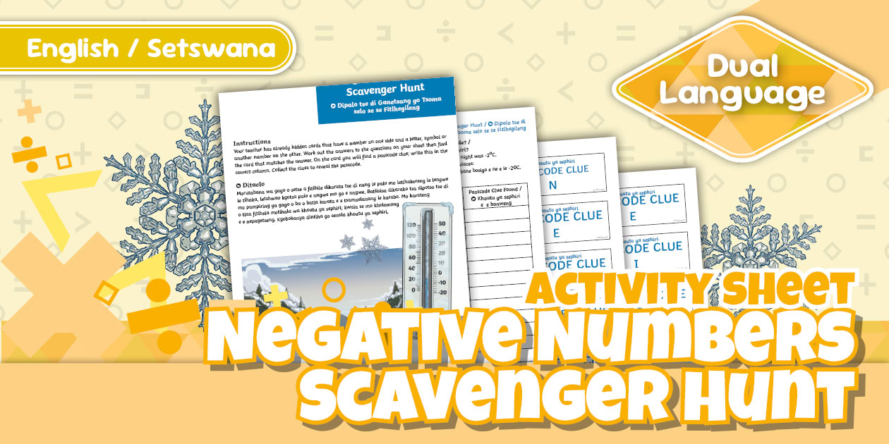 Grade 7 Maths - Term 1 - Negative Numbers Scavenger Hunt South Africa
