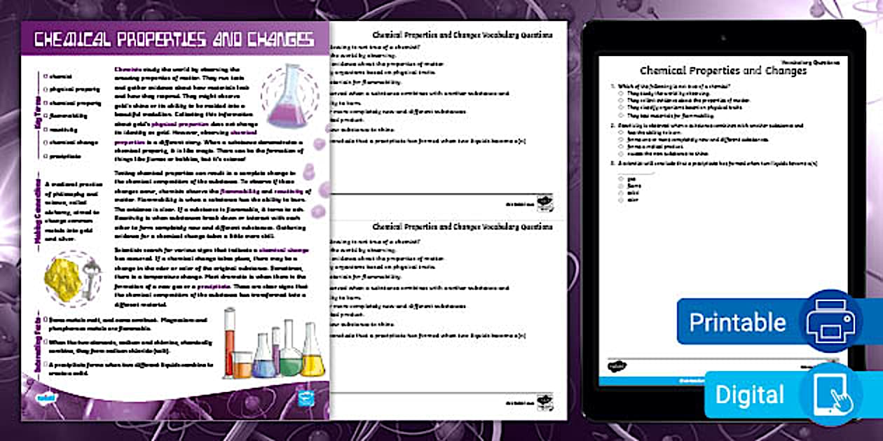 6th Grade Vocabulary | Chemical Properties and Changes Facts