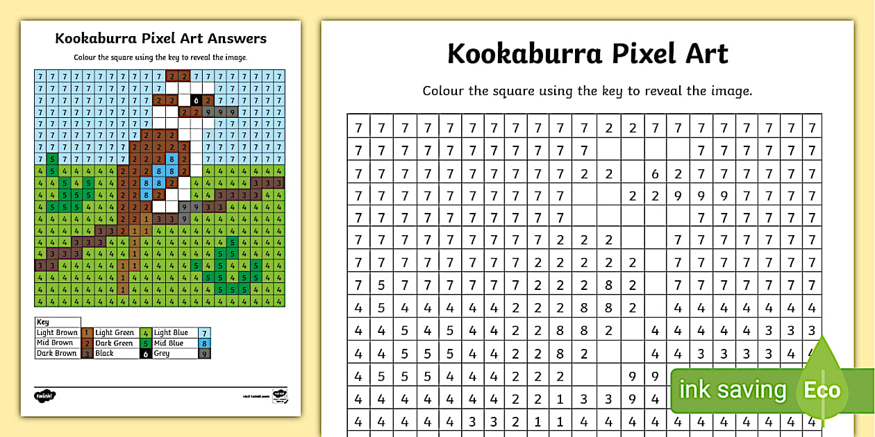 Kookaburra Pixel Art Template | Twinkl | Colouring | KS1