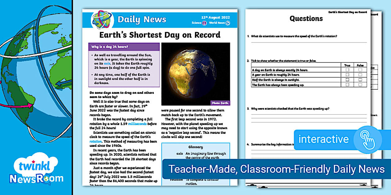Earth's shortest day | Twinkl Resources