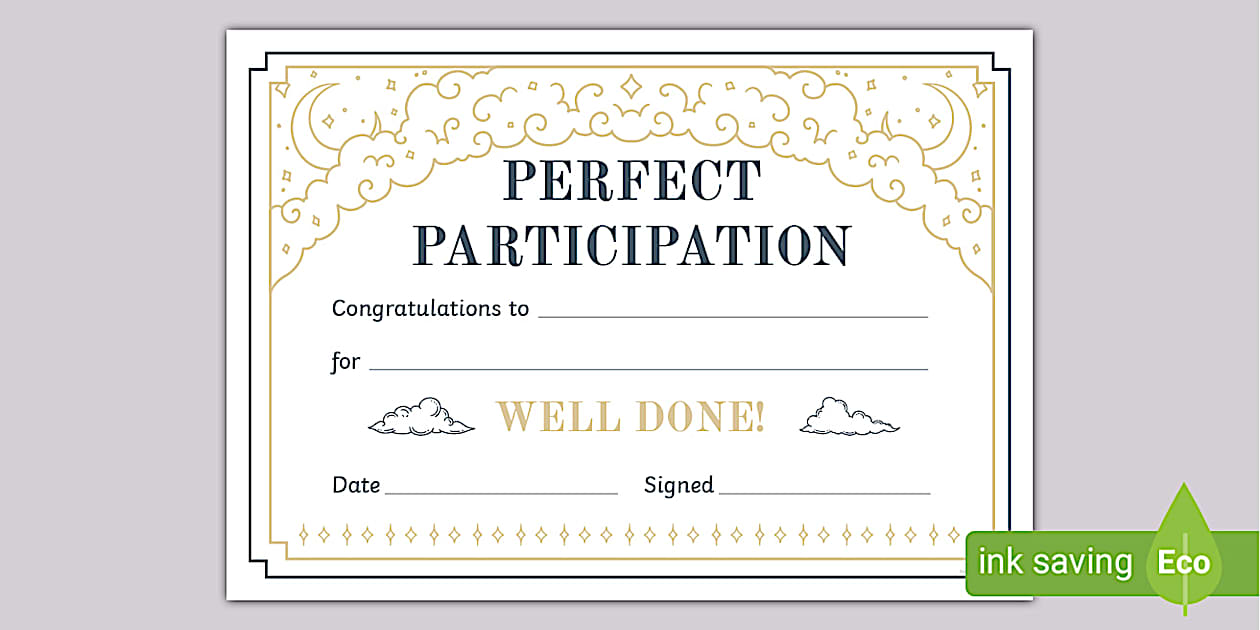 Celestial-Themed Perfect Participation Certificate - Twinkl