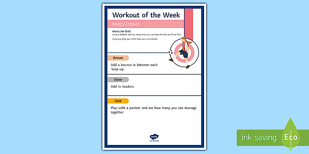 Workout of the Week: Keepy-Uppies Worksheet (teacher made)