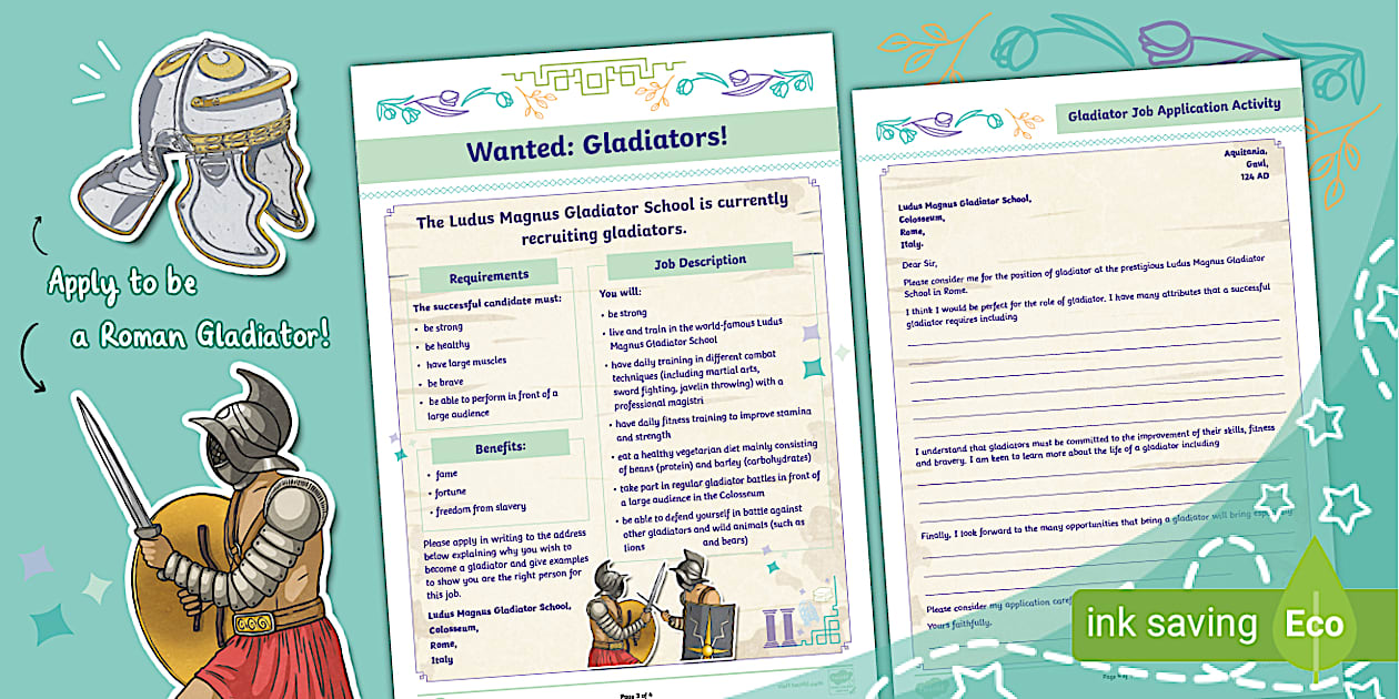 Gladiator Job Application Activity (Ages 7 - 11) - Twinkl