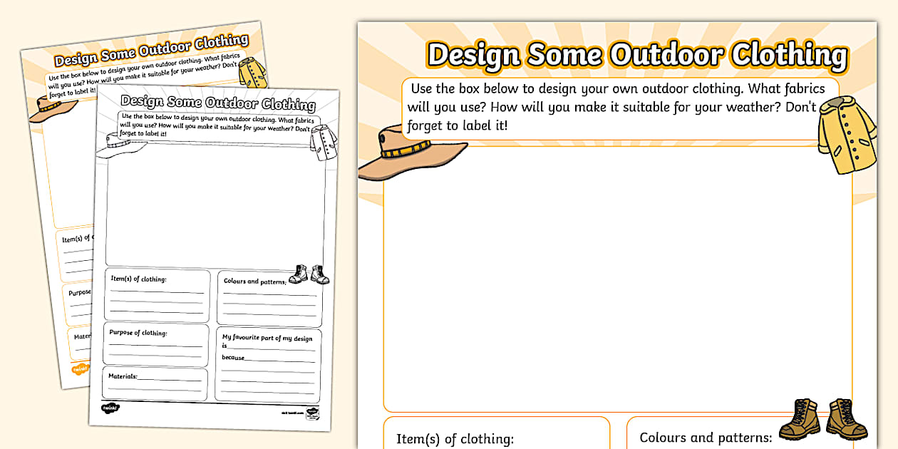Design Some Outdoor Clothing Worksheet (teacher made)