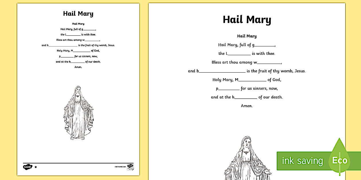 Hail Mary Missing Words Differentiated Worksheet / Worksheets-Scottish