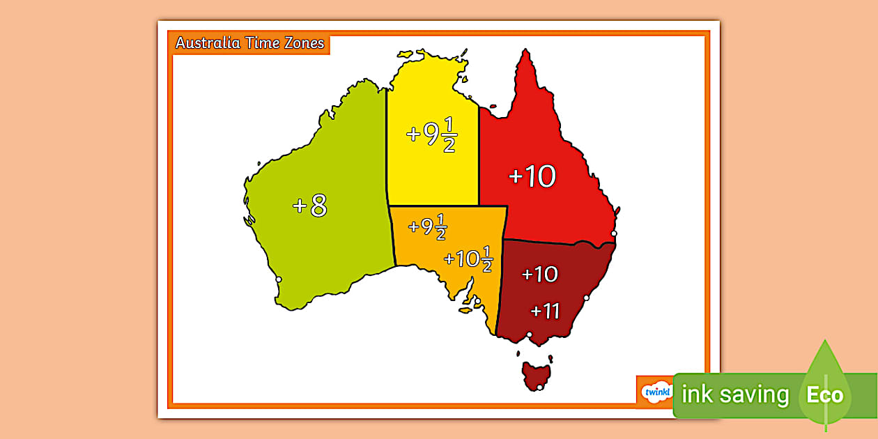 Australian Time Zones Map Display Poster | Twinkl - Twinkl