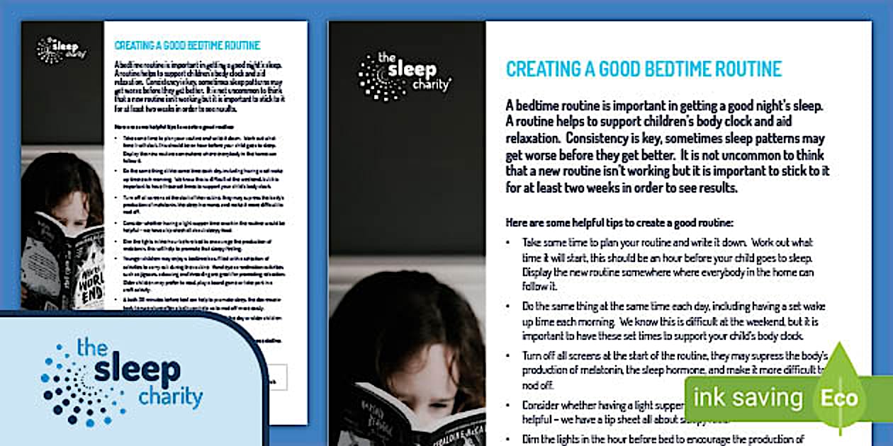 The Sleep Charity: Creating a Good Bedtime Routine - Twinkl