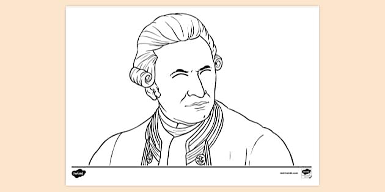 Captain James Cook Colouring | Colouring Sheets - Twinkl