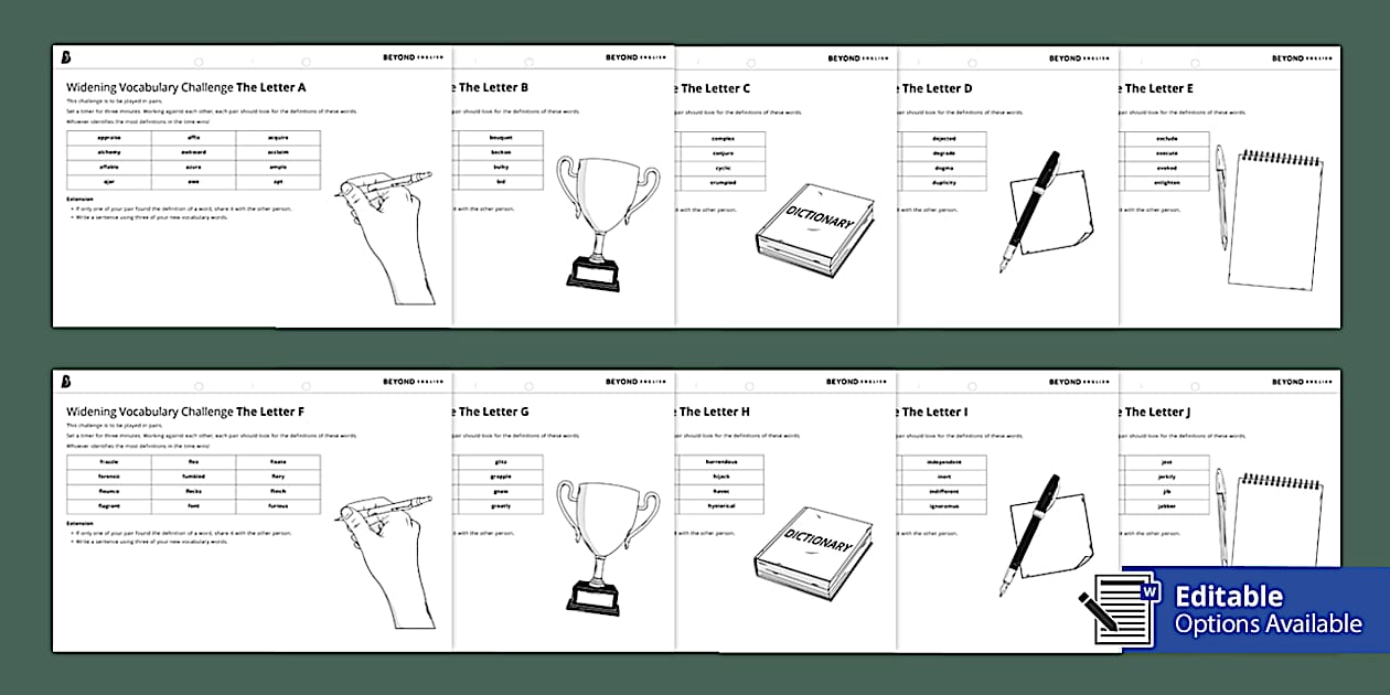 Impressive Vocabulary for GCSE English Worksheets | Beyond