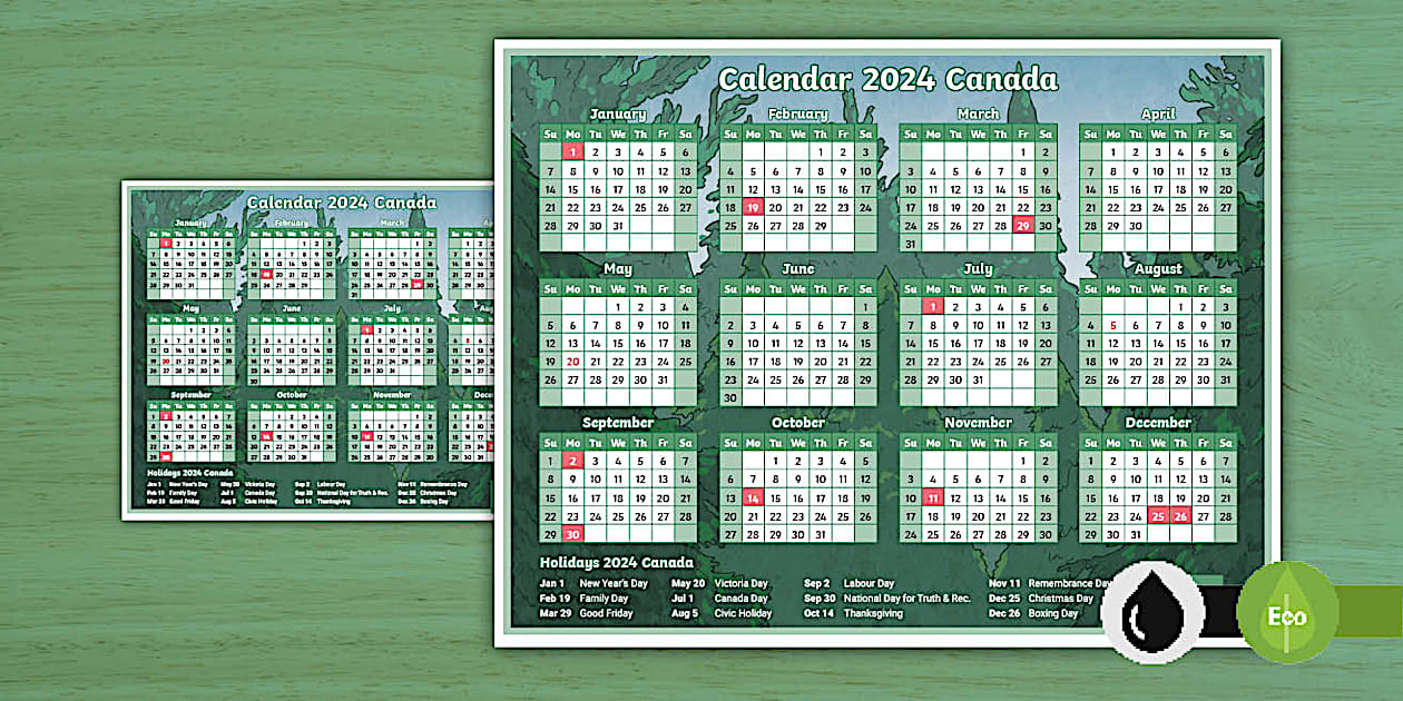 Canadian Calendar 2024 (l'enseignant a fait) - Twinkl