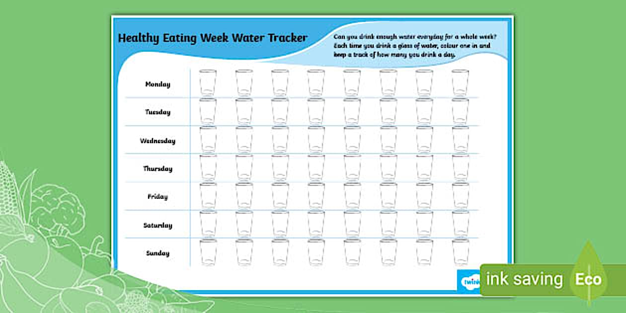 Healthy Eating Week Water Tracker | Twinkl Yum - Twinkl