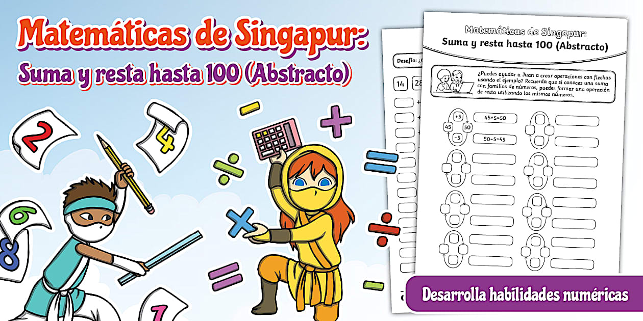 Matemáticas de Singapur: Suma y resta hasta 100 (Abstracto)