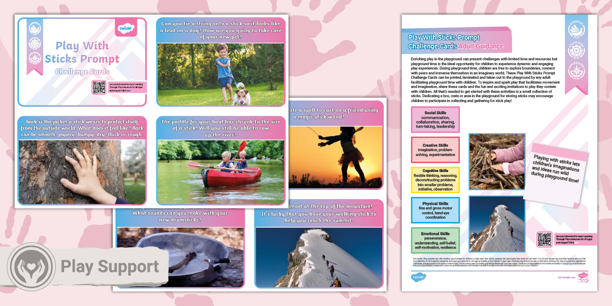 Playful Playgrounds - Play With Sticks Challenge Cards