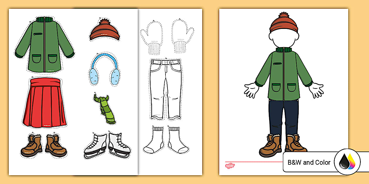 Paper Doll Winter | Cut and Paste Worksheet | Twinkl USA