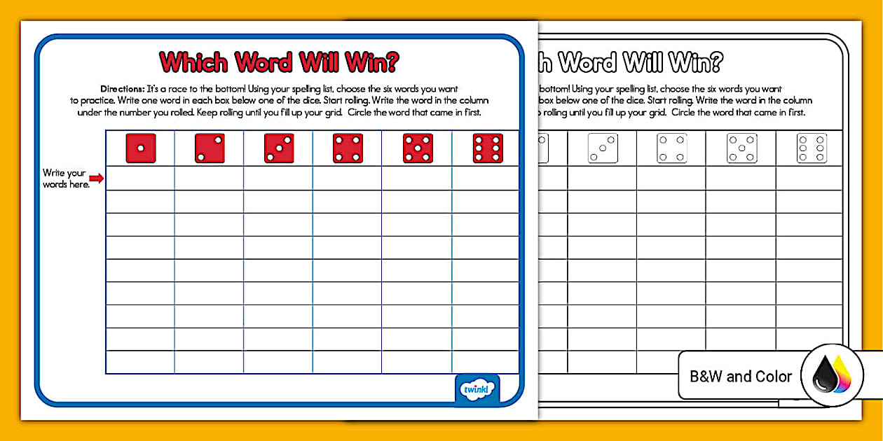 Which Word Will Win? Spelling Worksheet (Teacher-Made)