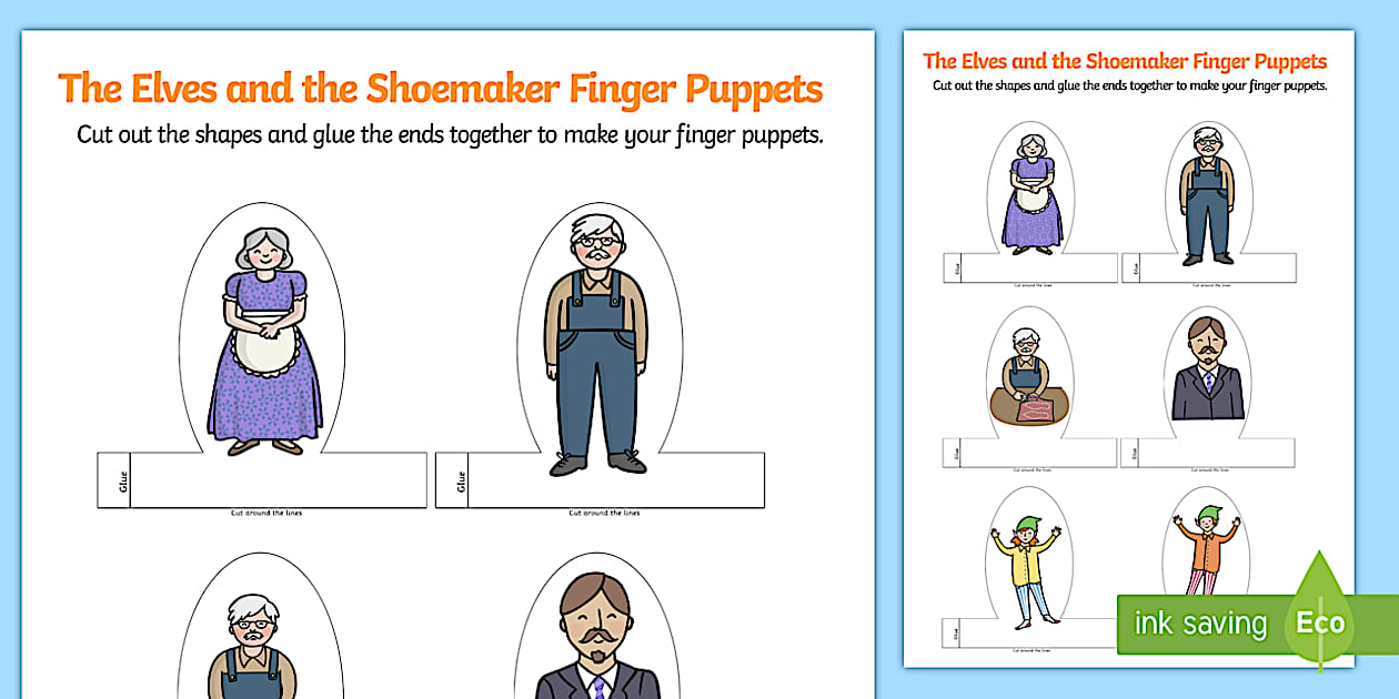 The Elves and the Shoemaker Finger Puppets - Twinkl