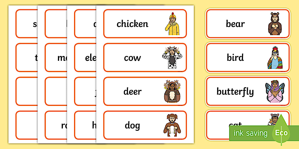 British Sign Language (BSL) Animals Word Cards - Twinkl