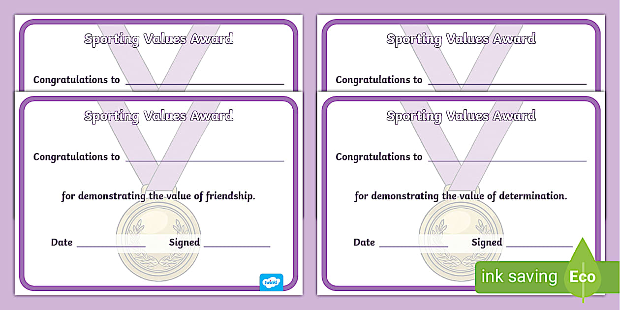 The Sporting Values Awards (Teacher-Made) - Twinkl