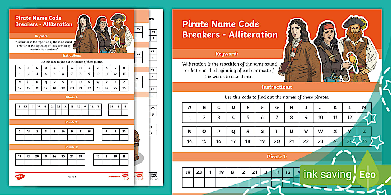 Pirate Name Code Breakers: Alliteration (Ages 7 - 11)