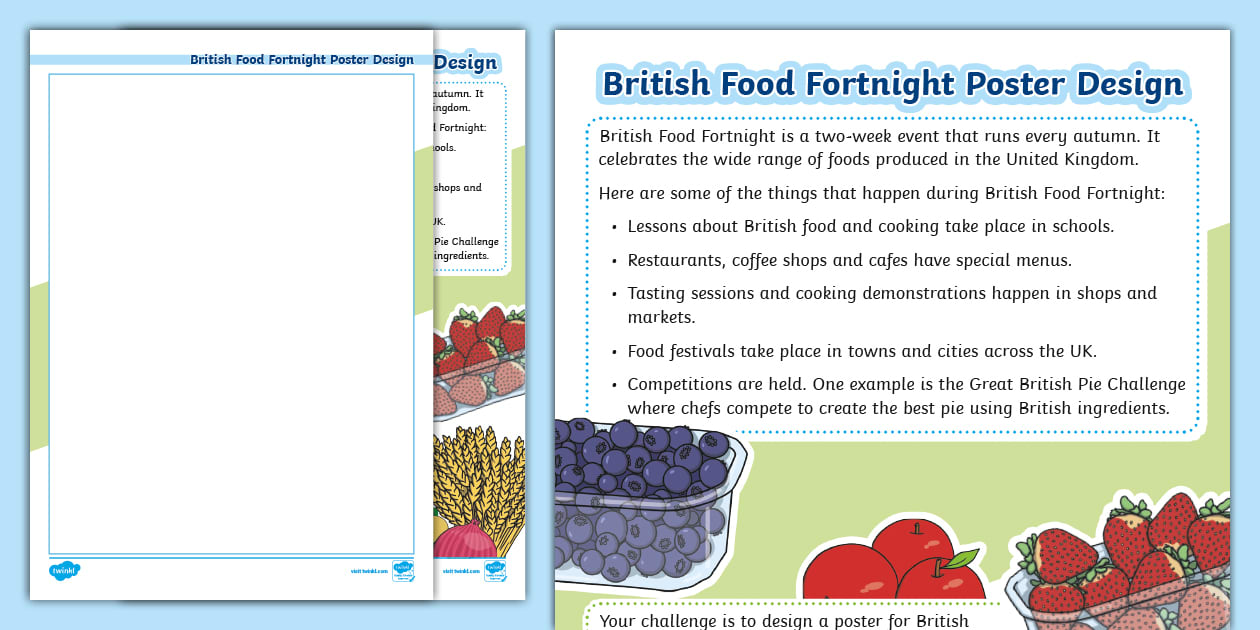 British Food Fortnight Poster Design Activity Sheet - KS1
