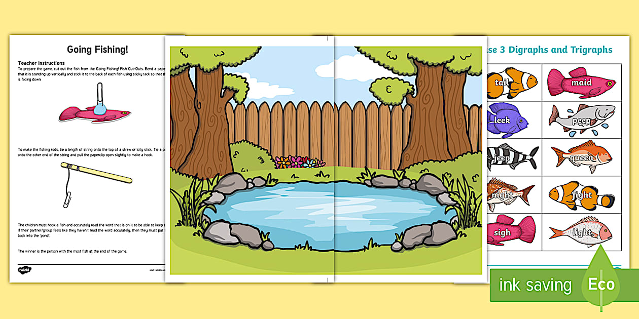Phase 3 Digraphs and Trigraphs Going Fishing Game - Twinkl
