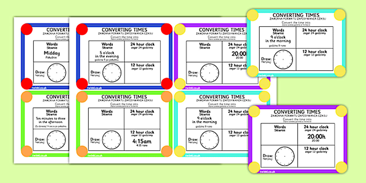 Converting Time Challenge Cards Polish Translation - Twinkl