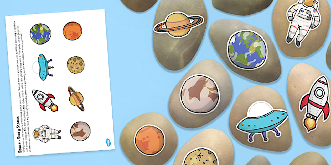 Space Themed Story Stone Image Cut-Outs