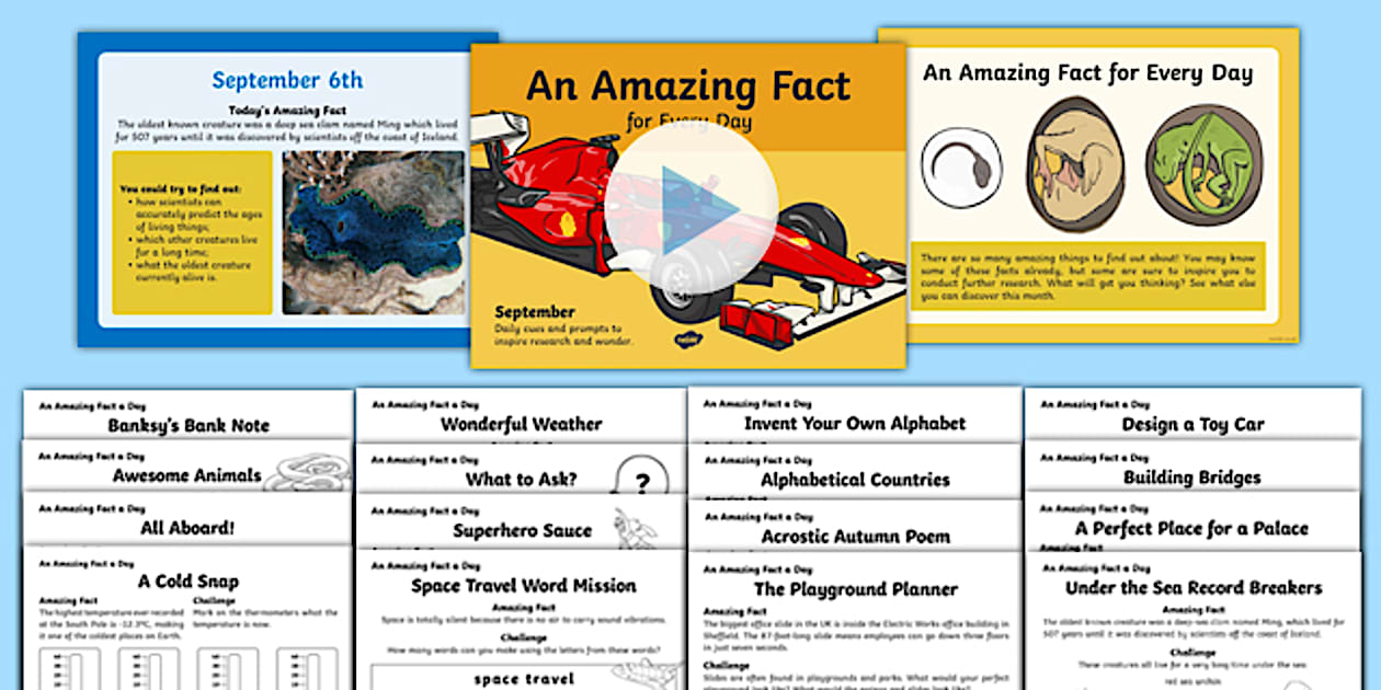 Editable September Amazing Fact of the Day Worksheet Pack