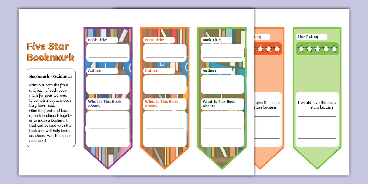 Five Star Bookmark (teacher made) - Twinkl