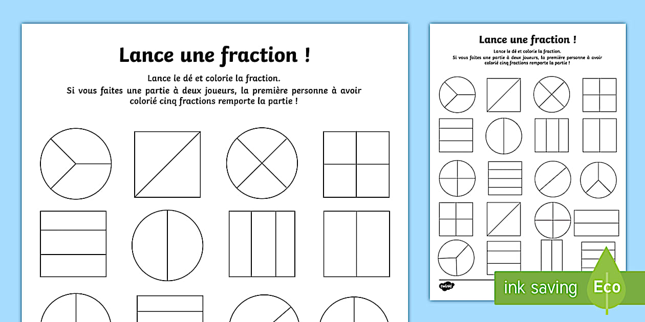 Feuille d'activités : Lance une fraction - Twinkl