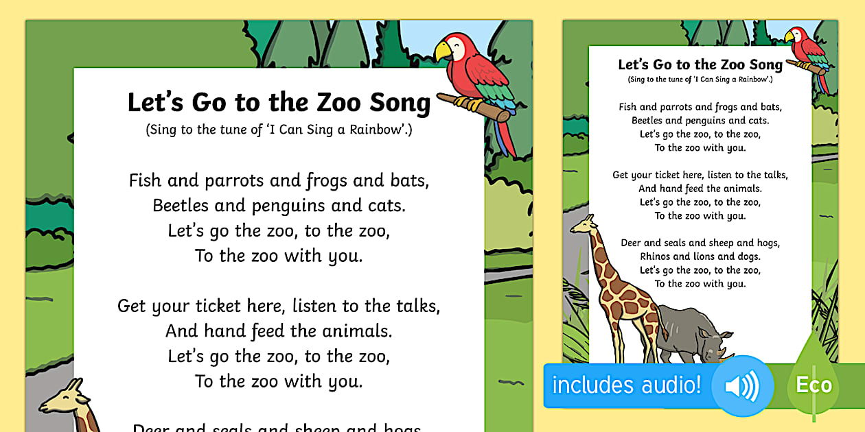 Let's go to the Zoo Song (teacher made) - Twinkl