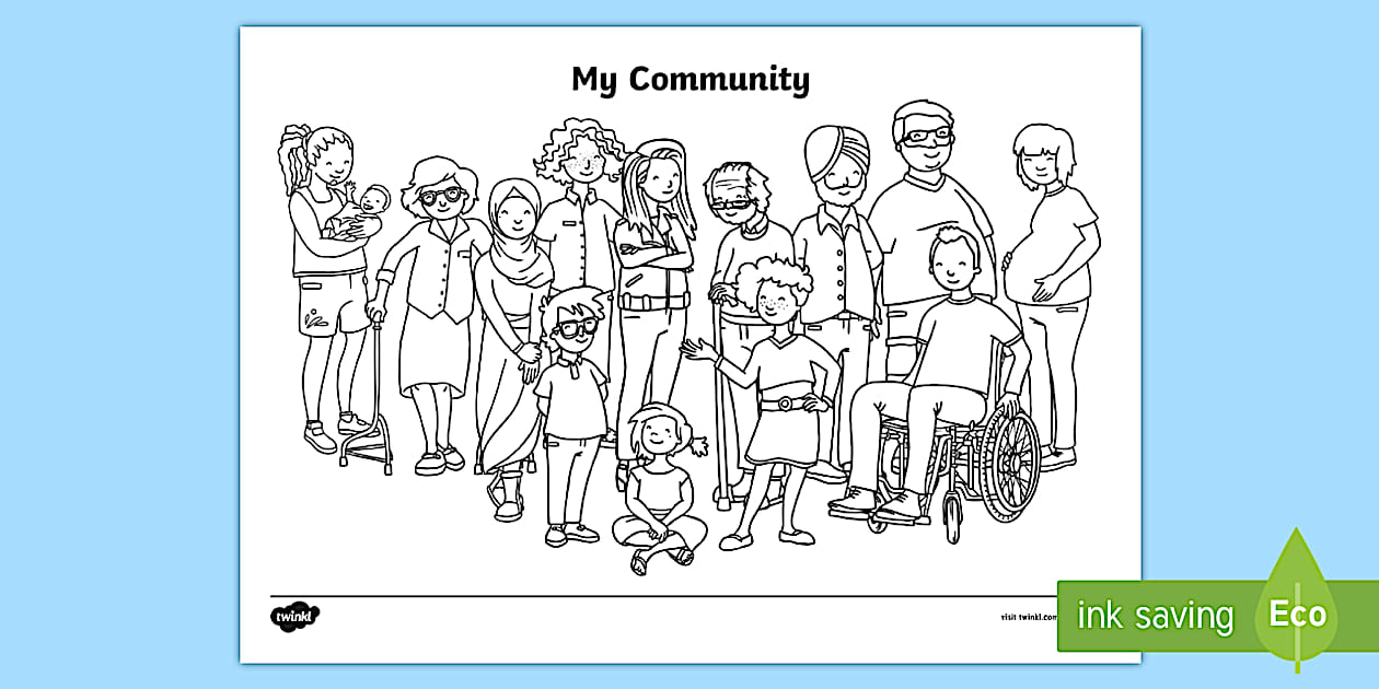 My Community Colouring Page (teacher made) - Twinkl