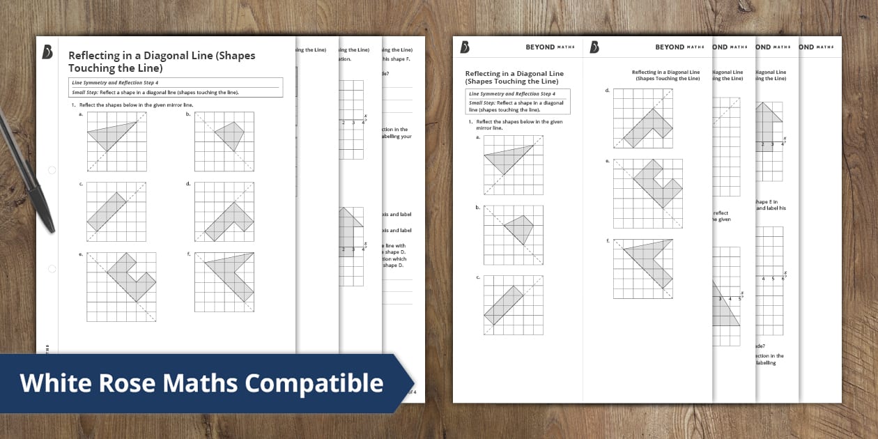 👉 Reflecting in a Diagonal Line (Shapes Touching the Line)