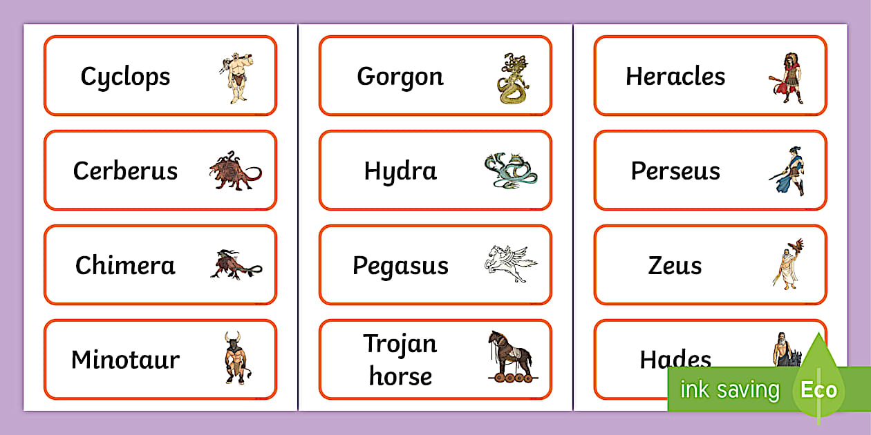 Greek Legends Word Cards (Teacher-Made) - Twinkl