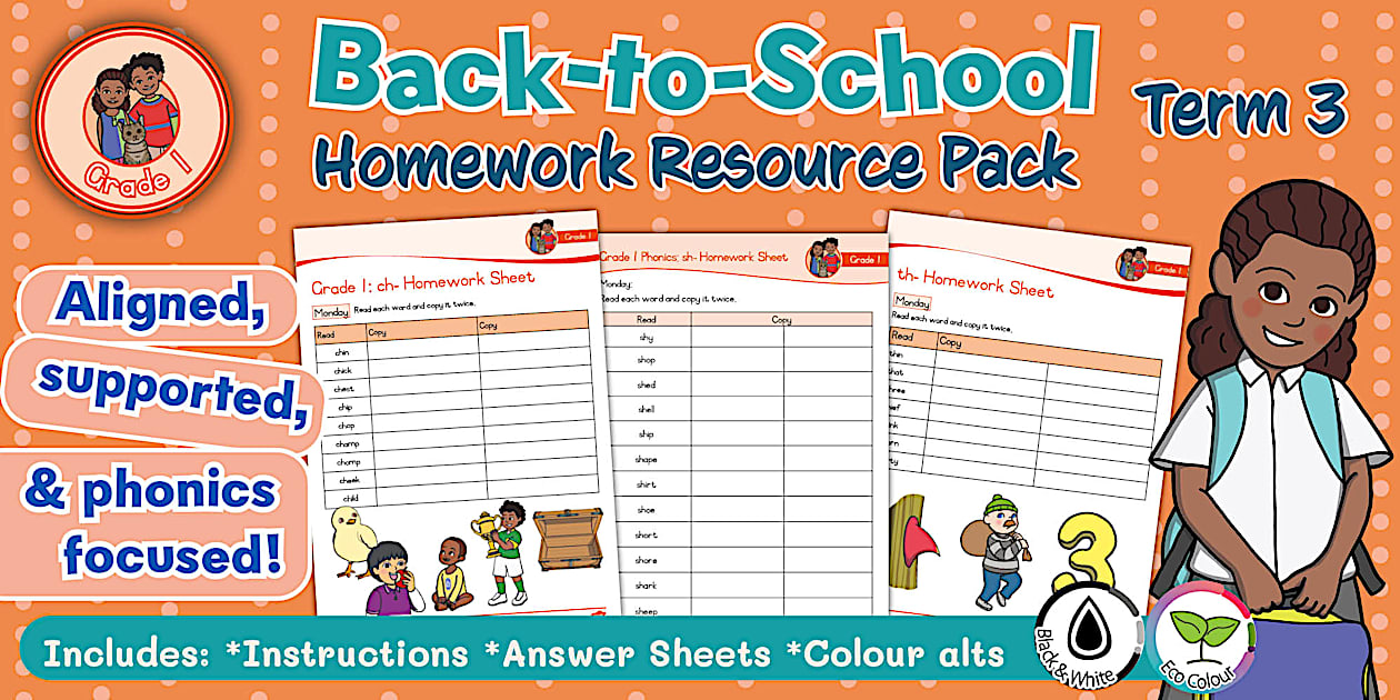 Gr. 1 Phonics - T3 - Homework - Resource Pack (CAPS Aligned)