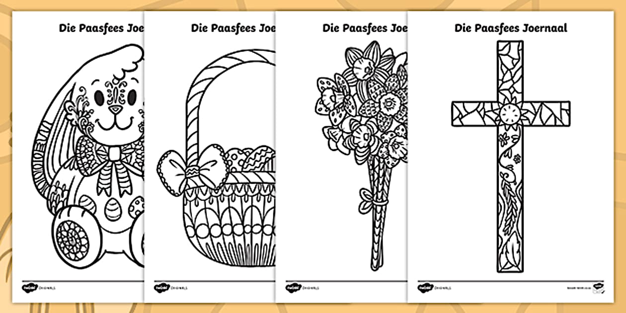 Die Paasfees Joernaal: Paasfees Inkleurbladsye - Twinkl