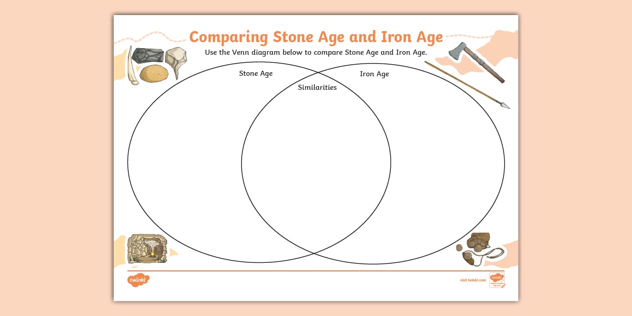 Comparing Stone Age and Iron Age Venn Diagram - Twinkl - KS2