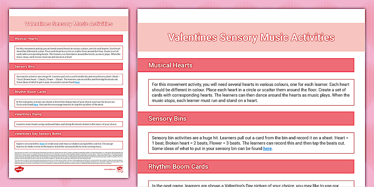 Valentines Sensory Music Activities | Twinkl | EYFS | KS1