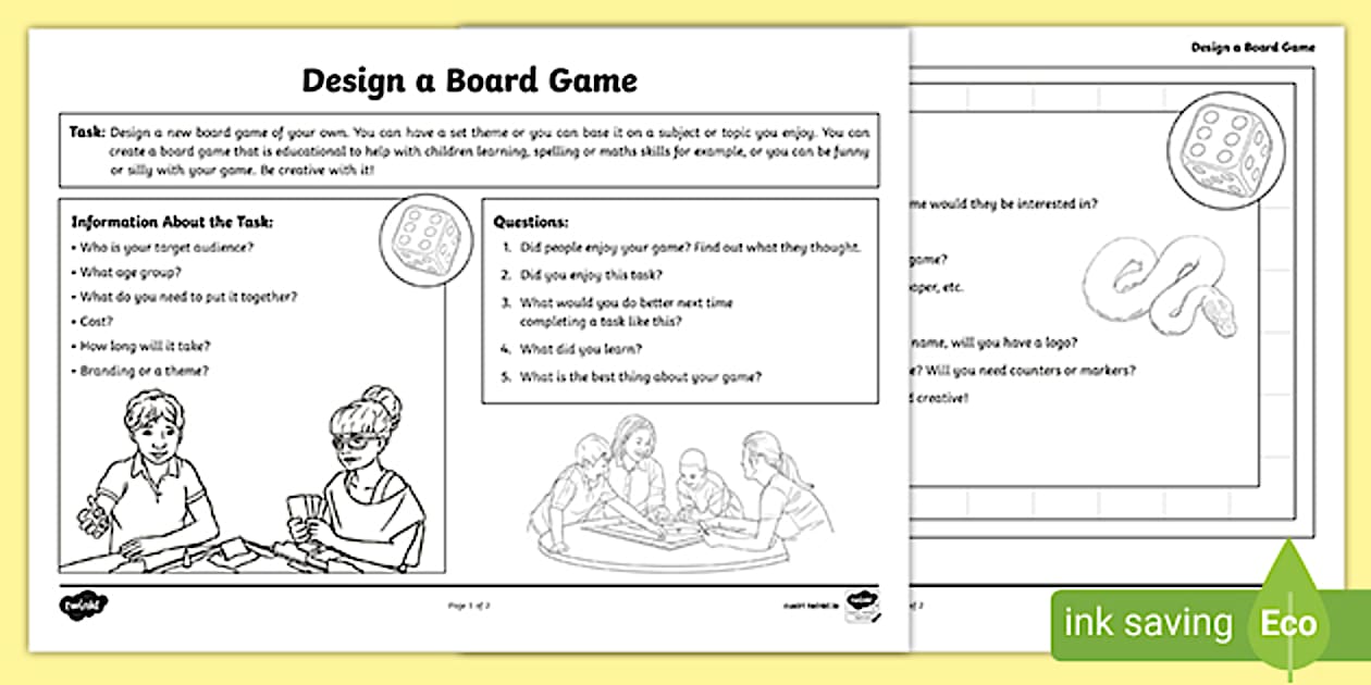 Senior School Design a Board Game Activity - Twinkl