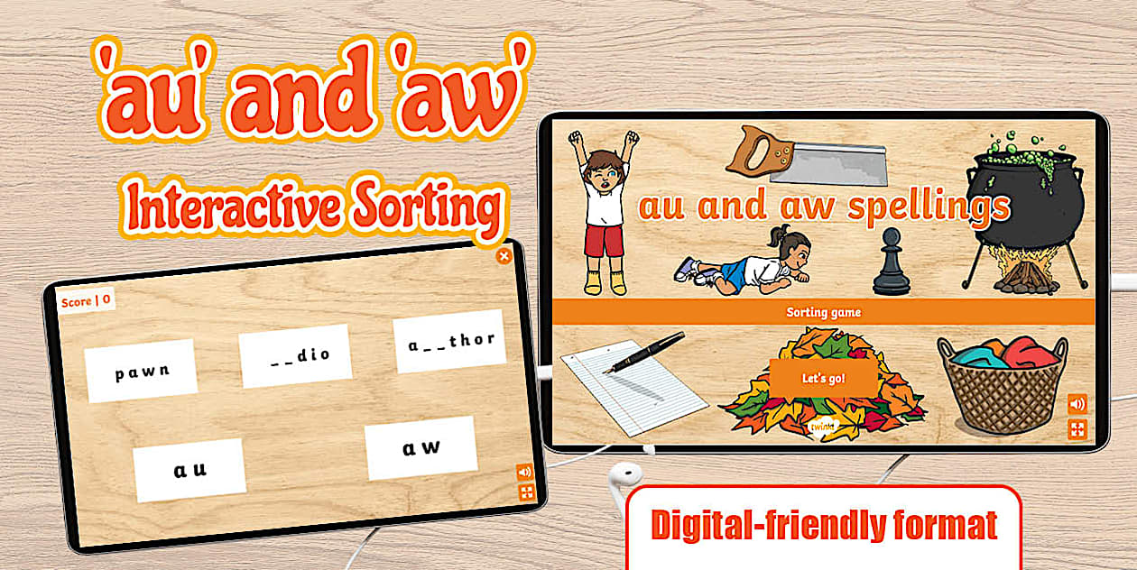 'au' and 'aw' Interactive Sorting