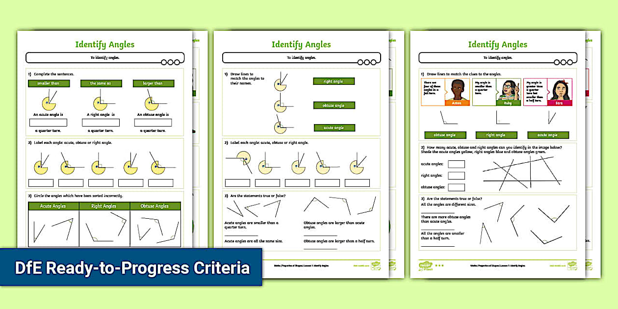 👉 Identify Angles Differentiated Maths Worksheets