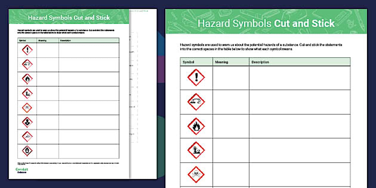 Hazard Symbols Cut and Stick (Teacher-Made) - Twinkl