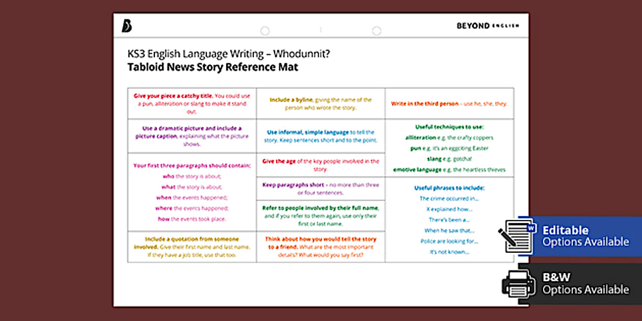 How To Write a Tabloid Newspaper Article Checklist - Twinkl