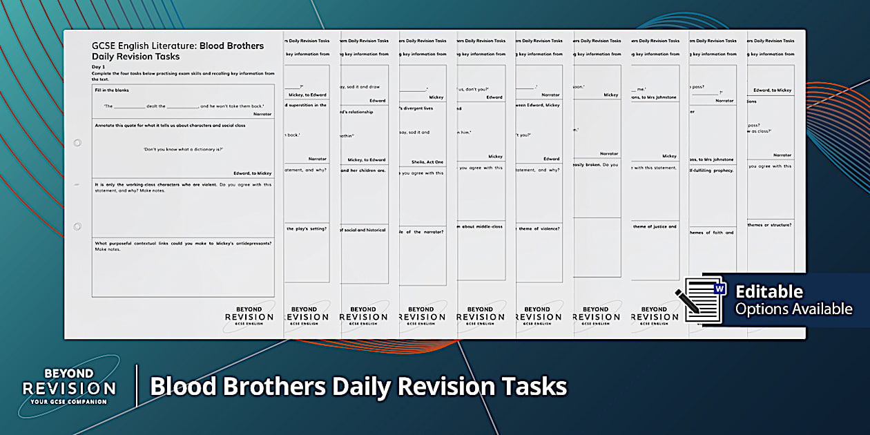 Blood Brothers Daily Revision Tasks (Teacher-Made) - Twinkl